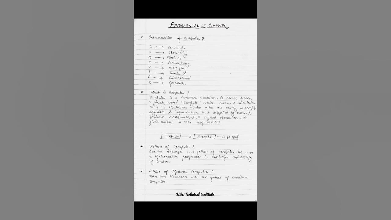 Computer Fundamentals Notes Shorts Computernotes Youtube
