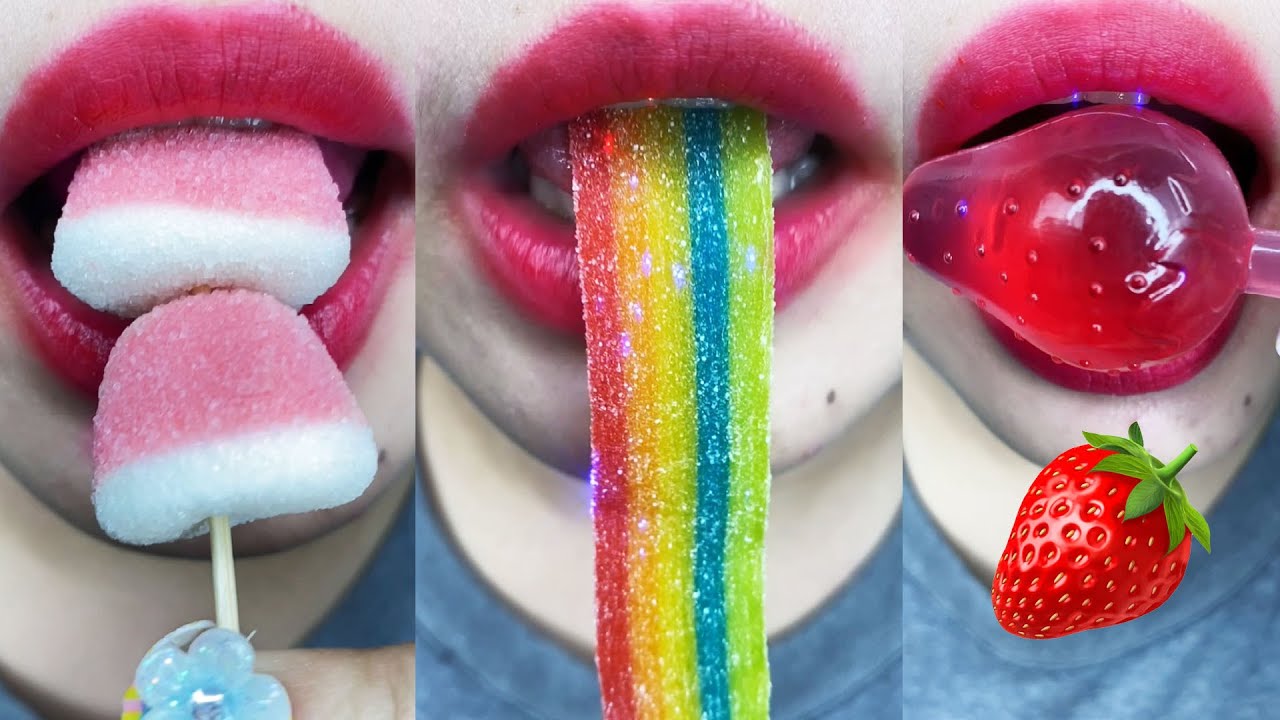 asmr SWEET CUTE STRWABERRY ANNA FROZEN POPPING CANDY ROOSTER M&M's ...