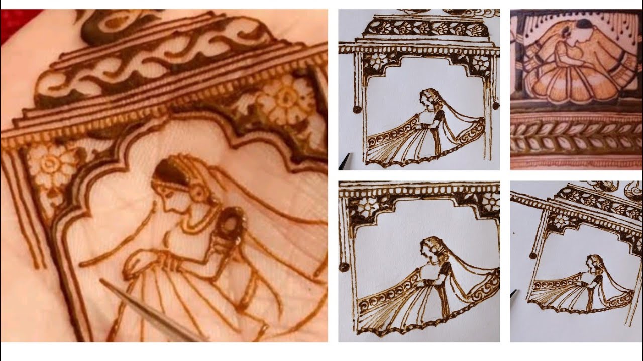 How to draw Doli in bridal mehndi design|| Palki mehendi design ...