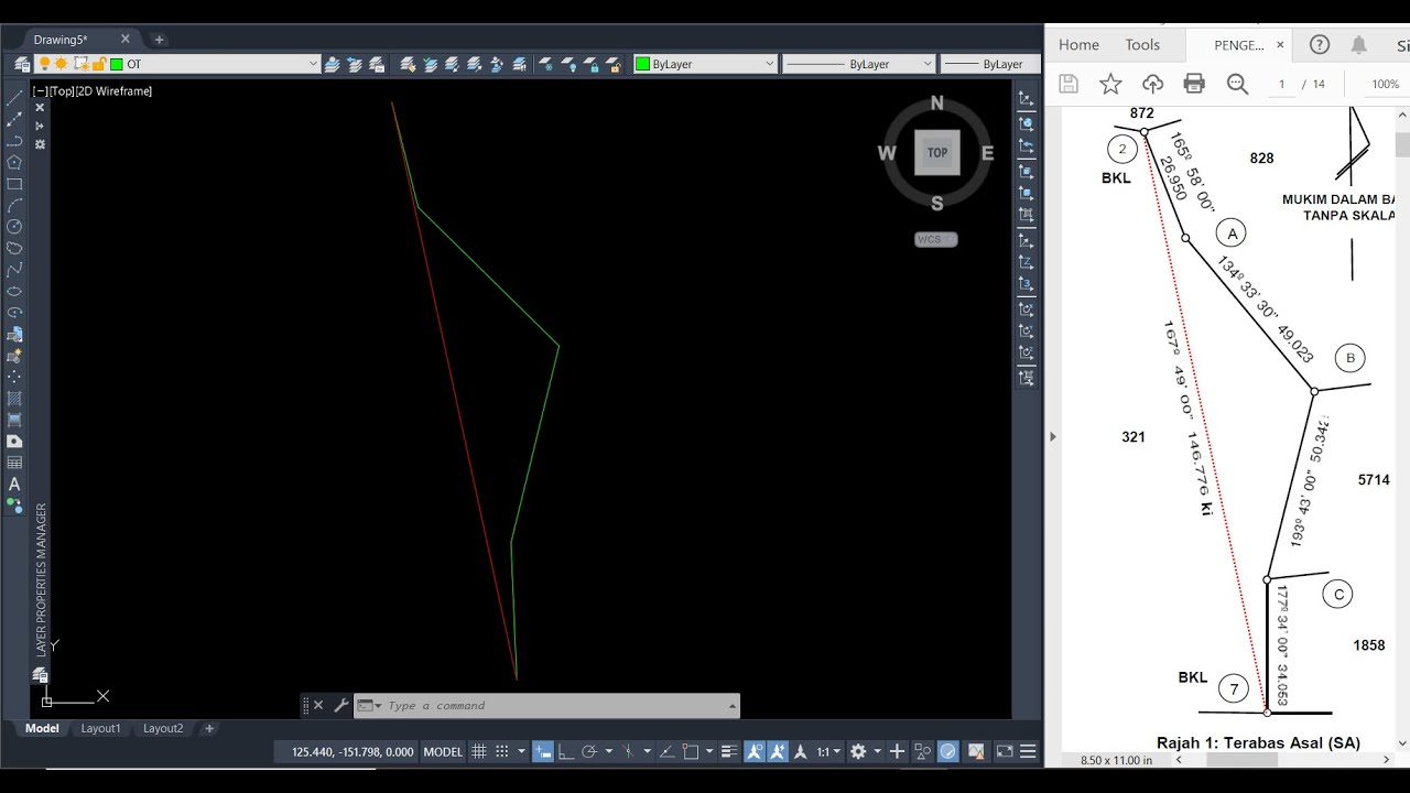 Manually draw Traverse in AutoCAD using Azimuth + Distance - YouTube
