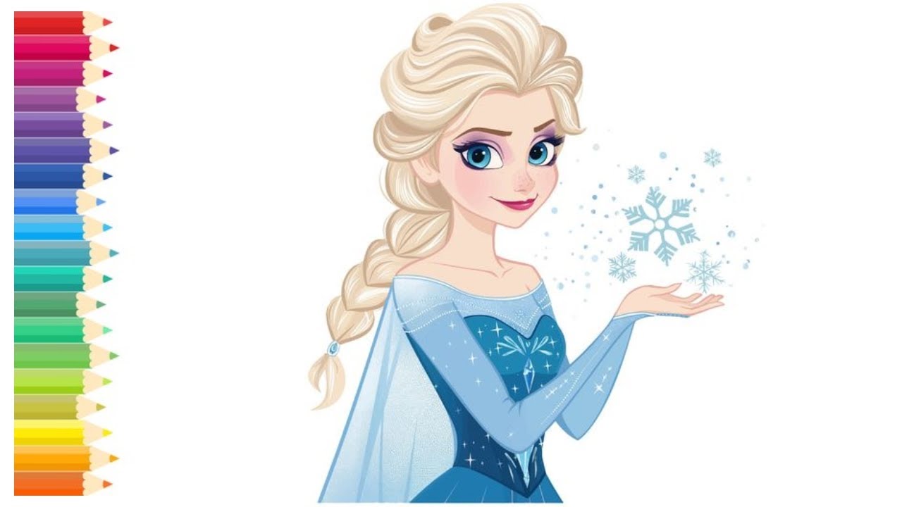 Frozen ⛄👸 Elsa Drawing And Colouring For Kids || Disney Princess Elsa ...