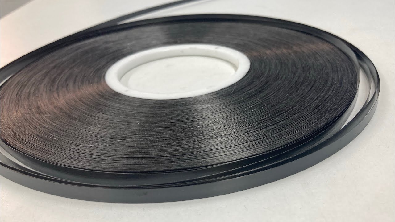 PEEK / Carbon fiber towpreg production, cutting and winding - YouTube