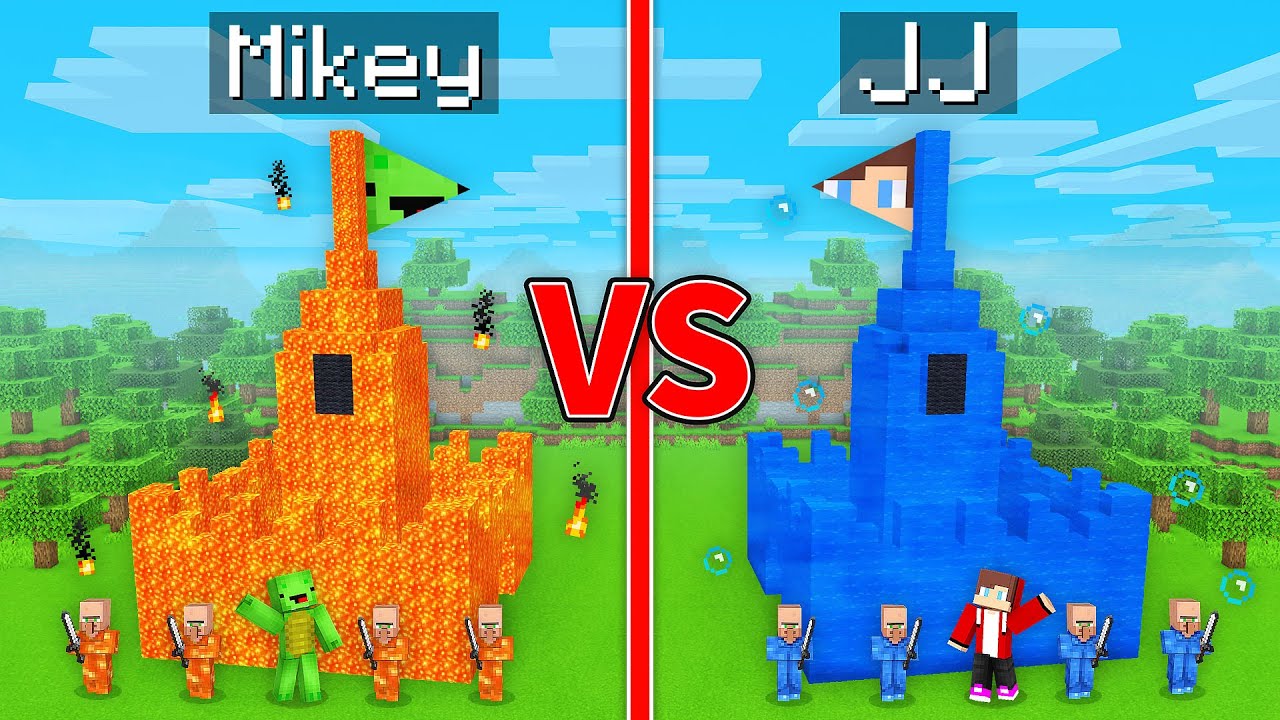 Mikey LAVA vs JJ WATER Castle Survival Battle in Minecraft (Maizen) - YouTube