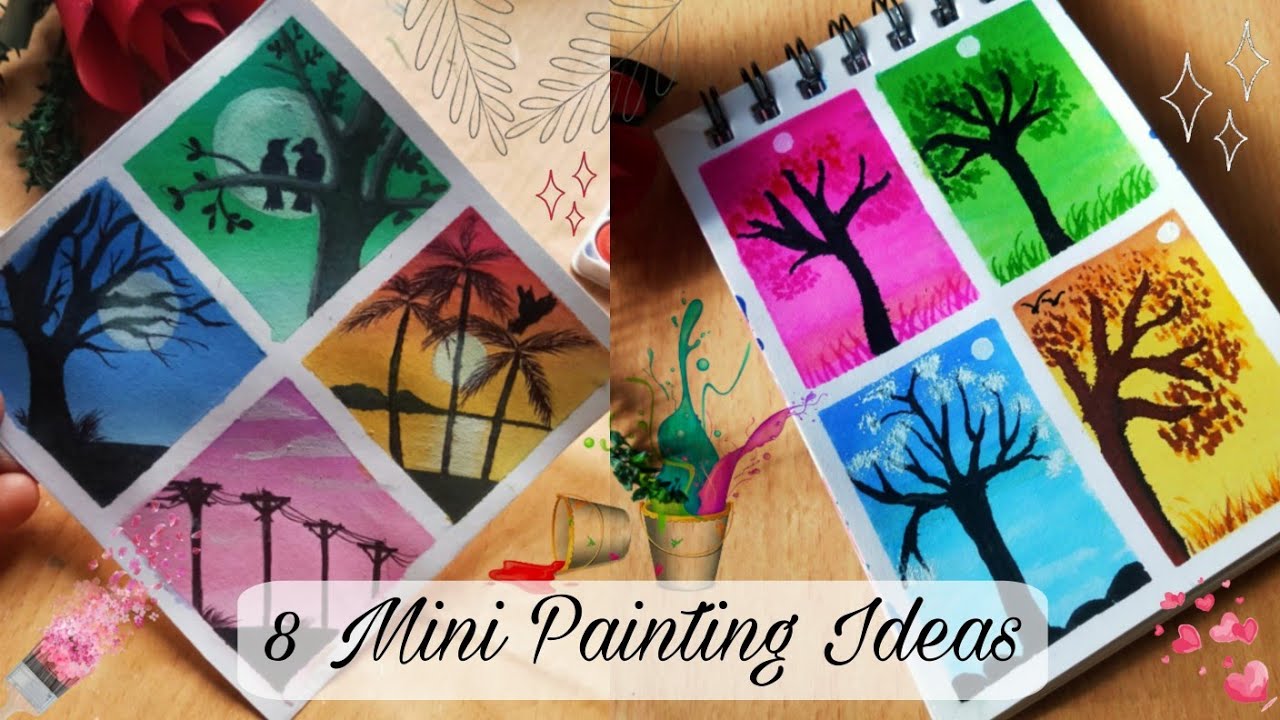 8 Mini Painting Ideas || Miniature Painting|| Habibi Tuba #minipainting ...