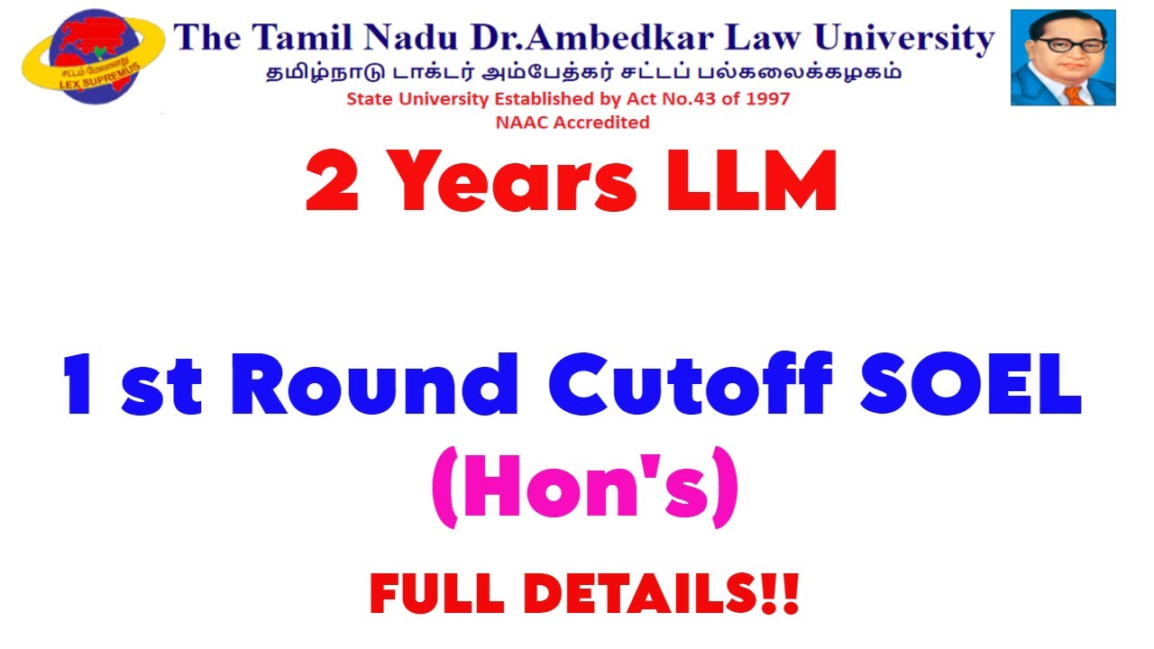 tndalu 2 Years LLM Hon's (SOEL) 1 st Round Cutoff released in tamil@GD ...