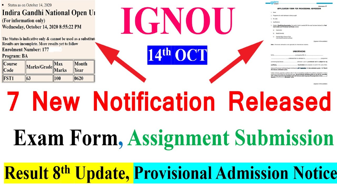7 New Notification Released For IGNOU Students, Result 8th Update ...