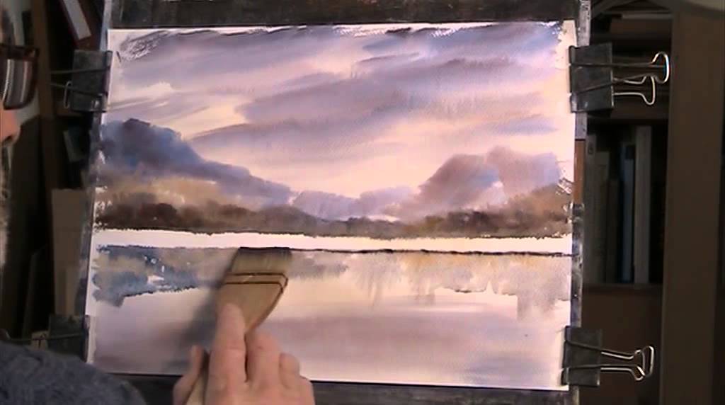 Painting reflections on a lake in watercolour - YouTube