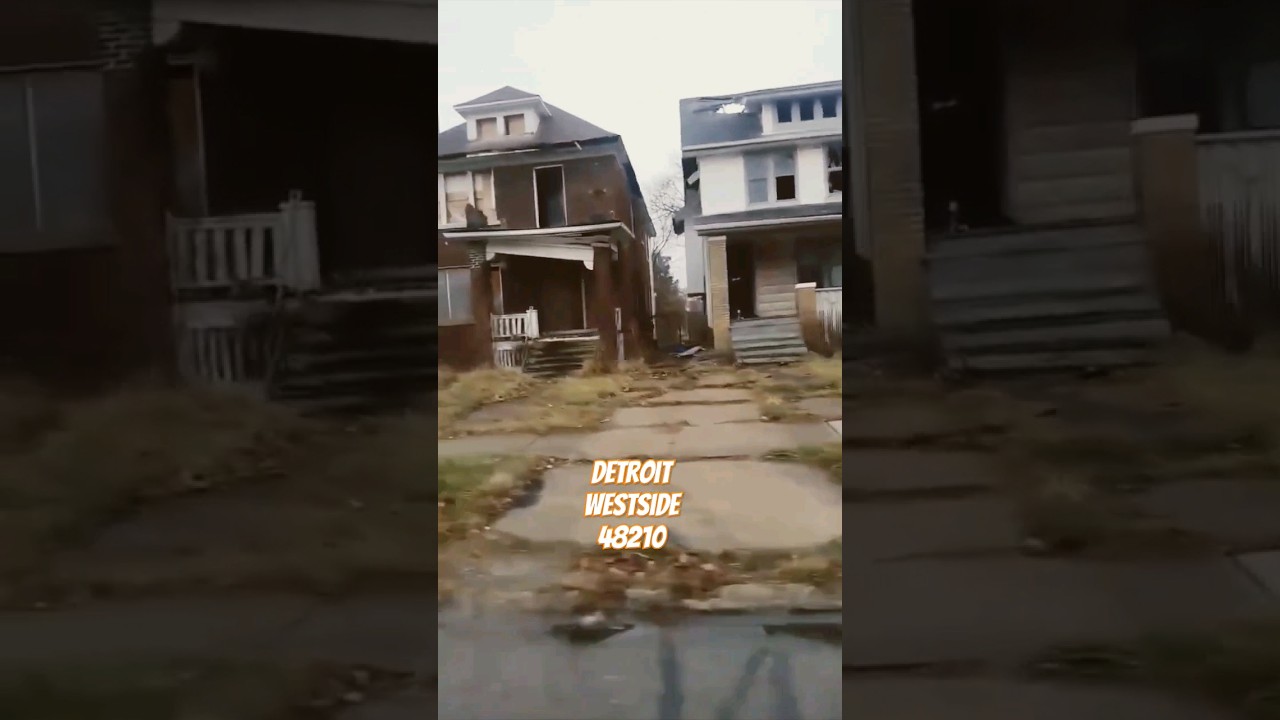 Absolutely awful block of old beat-up falling apart homes on Detroit ...