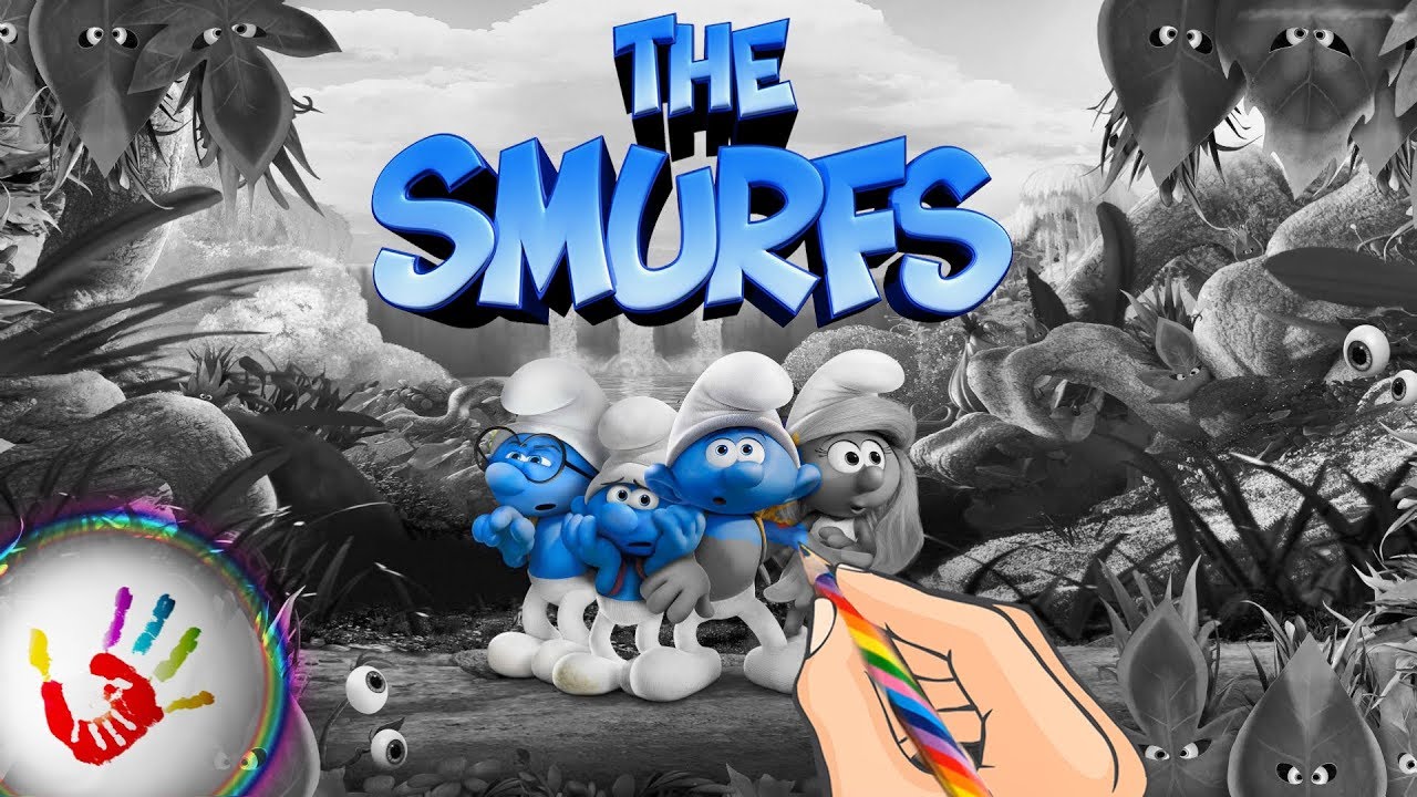 The Smurf 3 Clumsy Hefty Smurf, Brainy Smurf, Smurfette in Forest ...