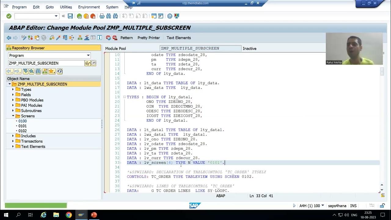 39 - Module Pool Programming - Multiple Sub Screens in Single Subscreen Area Part5 - YouTube