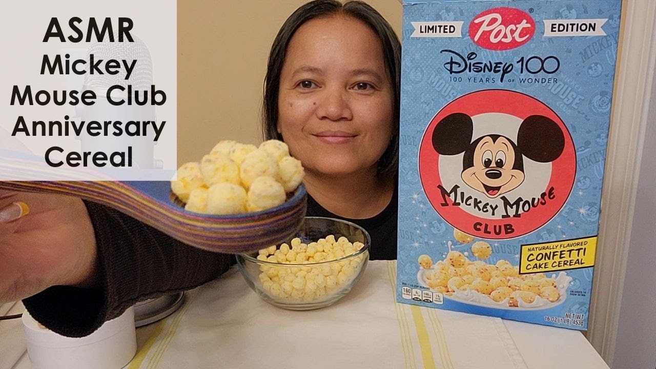 ASMR Disney's 100yrs Anniversary Mickey Mouse Club Cereal. Soft chewing ...