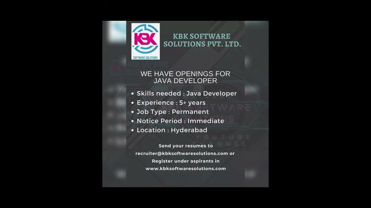 NEW JOB OPENINGS FOR JAVA DEVELOPER - YouTube