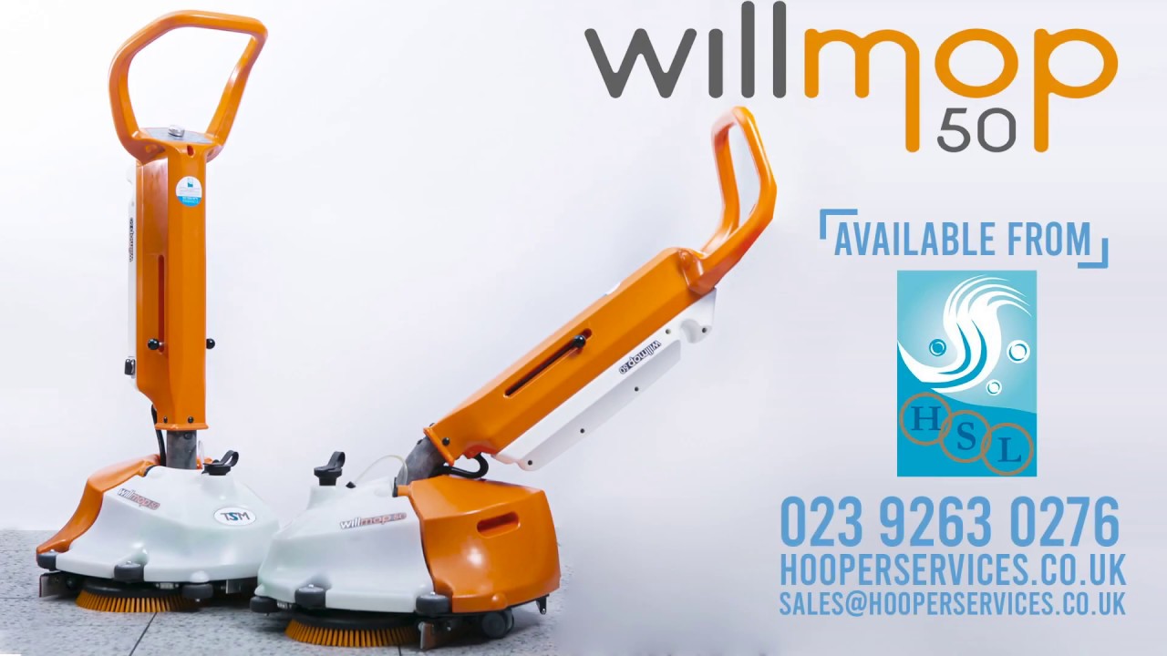 Presenting the TSM Willmop 50B - Vertical Walk Behind Scrubber Dryer - YouTube