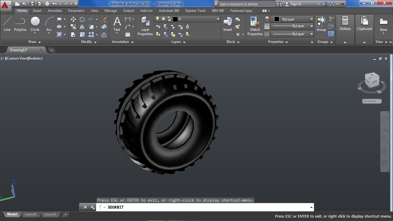 3D MODELING OF TYRE IN AUTOCAD 2016 OR AUTOCAD 2017 - YouTube