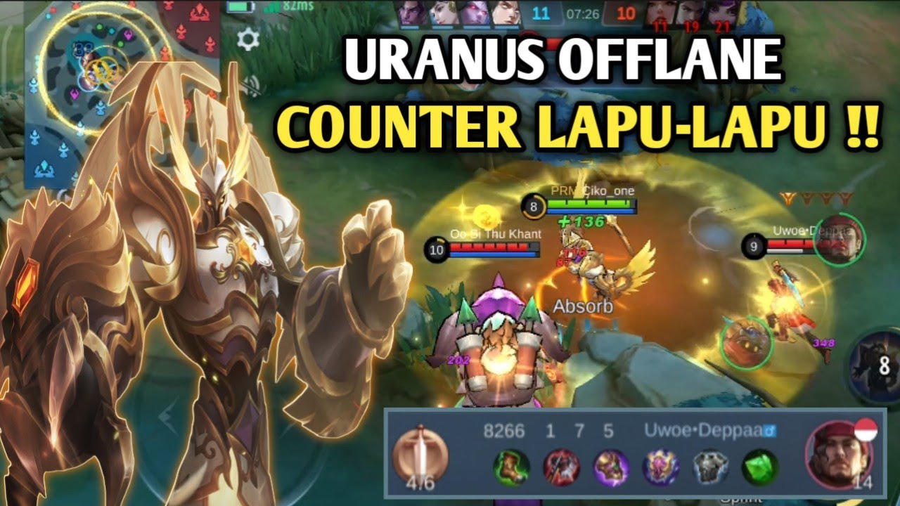 URANUS OFFLANE COUNTER LAPU-LAPU PREMAN EXP LANE !! MOBILE LEGENDS 2023 ...