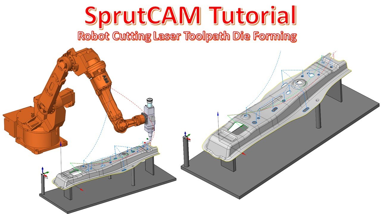 SprutCAM Tutorial #119 | Robot Cutting Laser Toolpath Machining Die ...