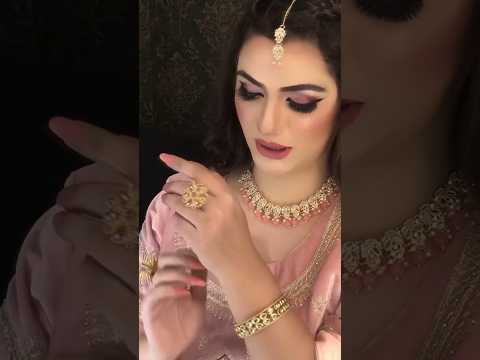 Cute bride in pink dress| Bridal pink makeup #eyemakeup