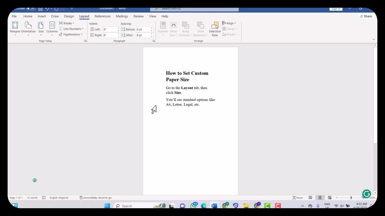 How to Set Custom Paper Size in Microsoft Word | Easy Step-by-Step Tutorial - YouTube
