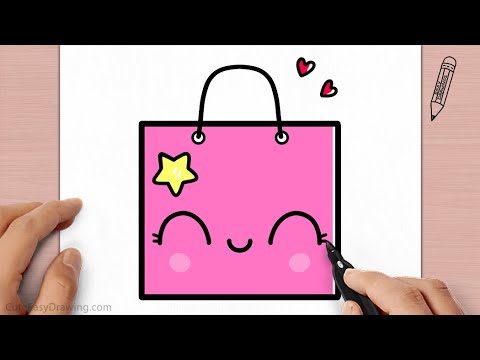 How to Draw a Shopping Bag/Paper Bag, Easy Step by Step For Kids - YouTube