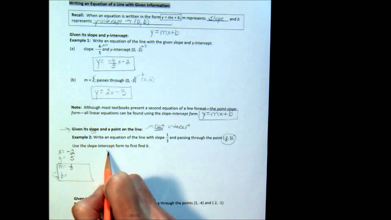 M1 Equation of a Line - YouTube