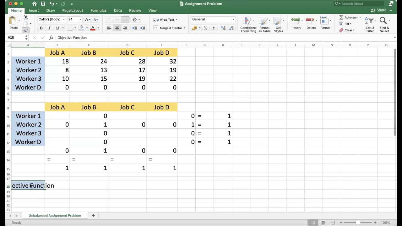 Excel Solver-Unbalanced Assignment Problem - YouTube