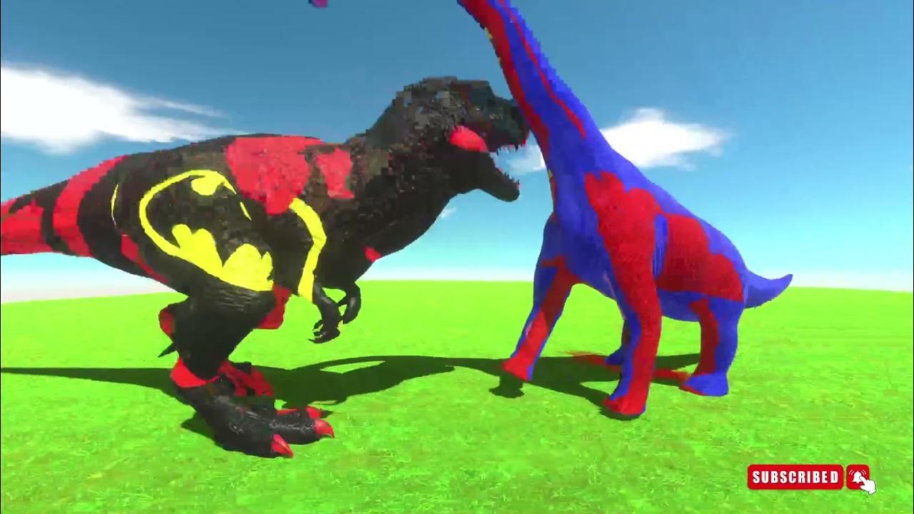 T rex spiderman vs brachiosaurus. Khủng long bạo chúa đấu với khủng ...