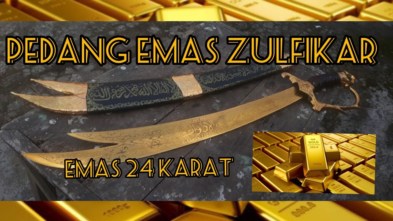 Pedang Arab Zukfikar FULL EMAS 24 KARAT ( pedang replika nabi muhammad ...