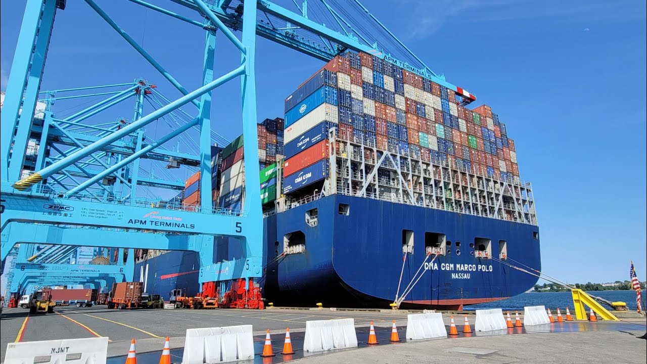 World's largest container ship hits East Coast as ports see surge - YouTube