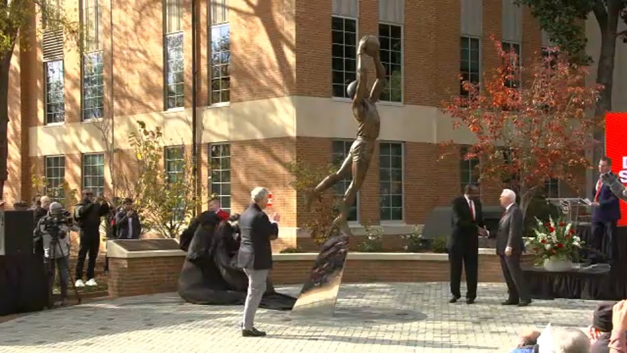 Legendary NC State star David Thompson honored with statue - YouTube