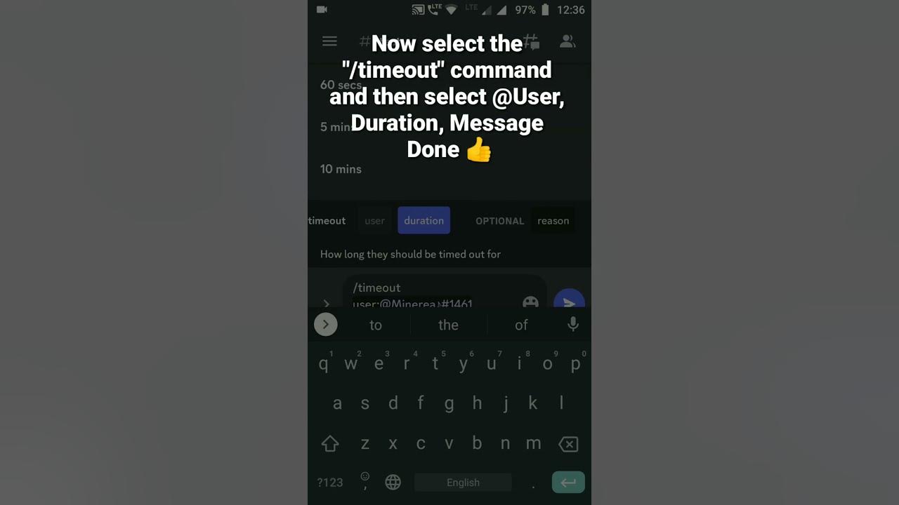How to use Built-in slash for / timeout Command in Discord Mobile #roduz #discord #howto #how # ...