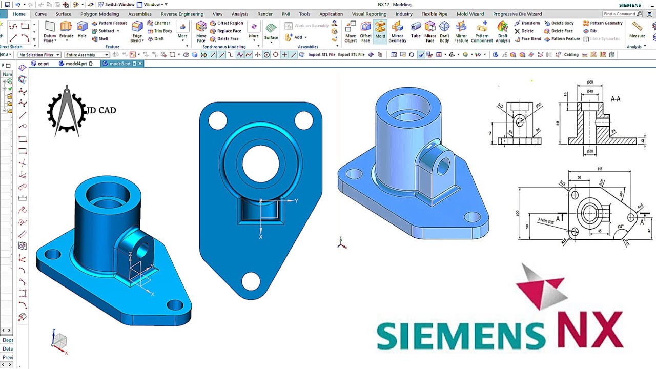 How to make 3D part design in Siemens nx 12 #nxcad #design #tutorial ...
