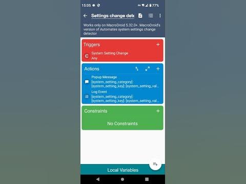MacroDroid's setting change trigger and system setting action (Jacob L) - YouTube