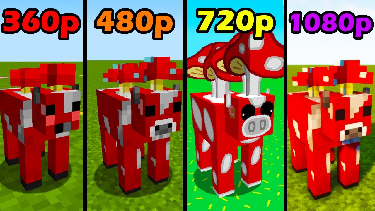 Mooshroom Cow 360p VS 480p VS 720p VS 1080p - YouTube
