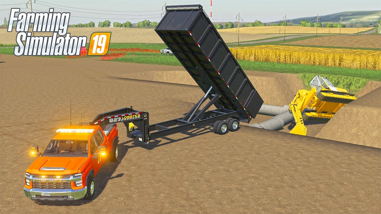 INSTALLING SEWER PIPES AT GAS STATION CONSTRUCTION SITE | FS19 - YouTube