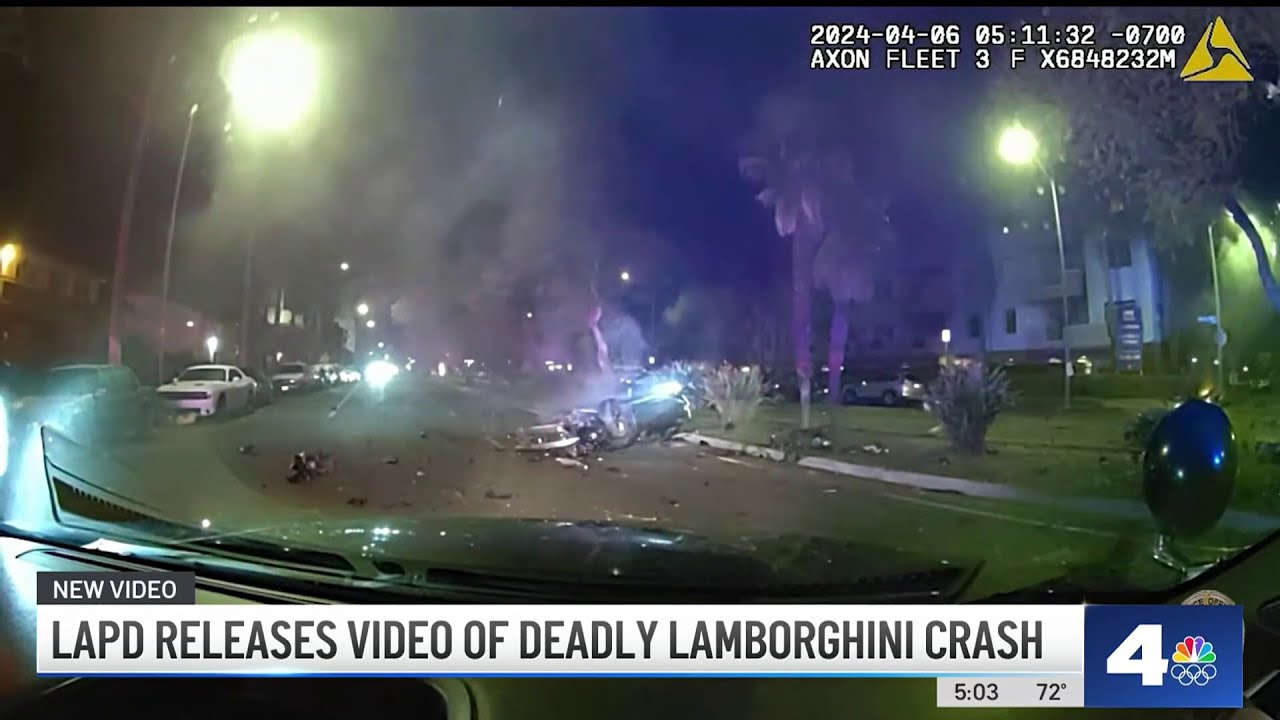 LAPD releases video of deadly Lamborghini crash in Reseda - YouTube