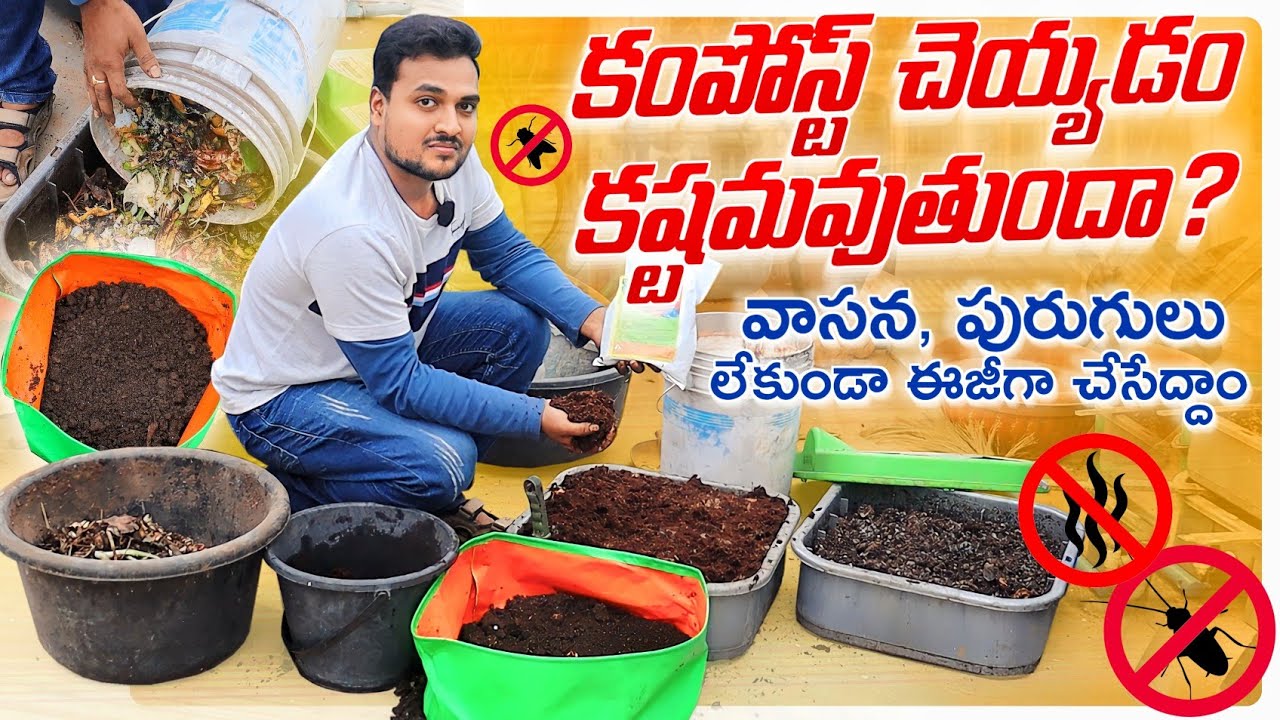 Kitchen waste compost వాసన పురుగులు లేకుండా కంపోస్ట్ చేసేద్దాం how to ...