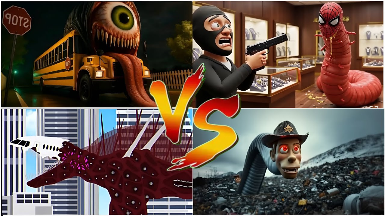Spiderworm🆚️INFECTED SKY🆚️School bus EATER🆚️WOODY.EXE - YouTube