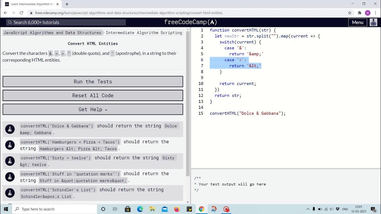 Challenge 11 - convert html entities - freecodecamp - YouTube