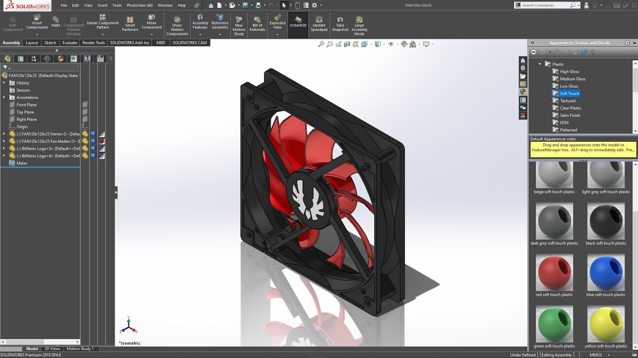 Solidworks Create 3D Model [FAN120x120x25 (Fan blades)] - YouTube