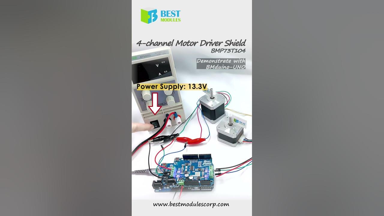 #Shorts [DEMO-twoSteppersRun] 4 channel Motor Driver Shield BMP73T104 BMduino-UNO - YouTube