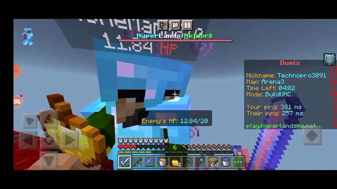 Practice for PVP in Hyperlands server first time in Minecraft Pocket ...