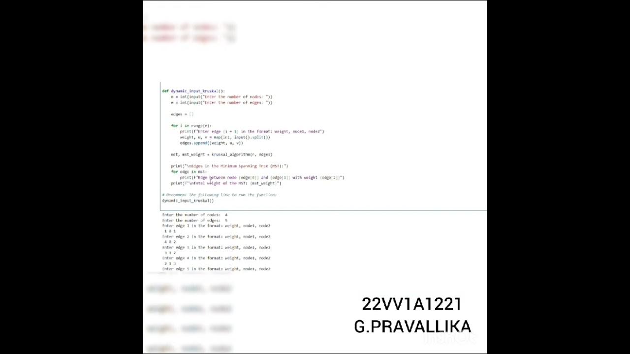 kruskal's Algorithm | DAA | python code - YouTube