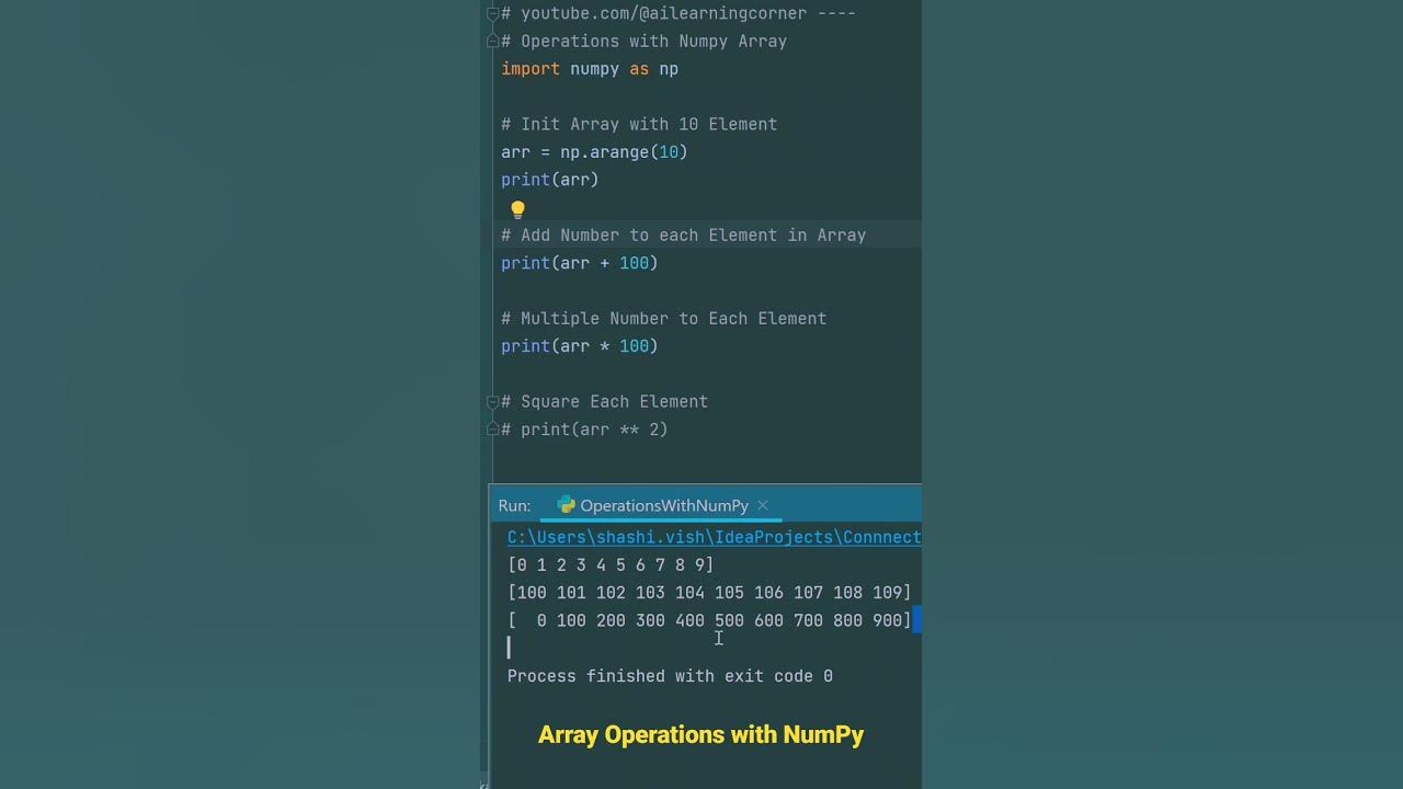 Numpy Array Operations Python Numpytutorial Numpy Youtube