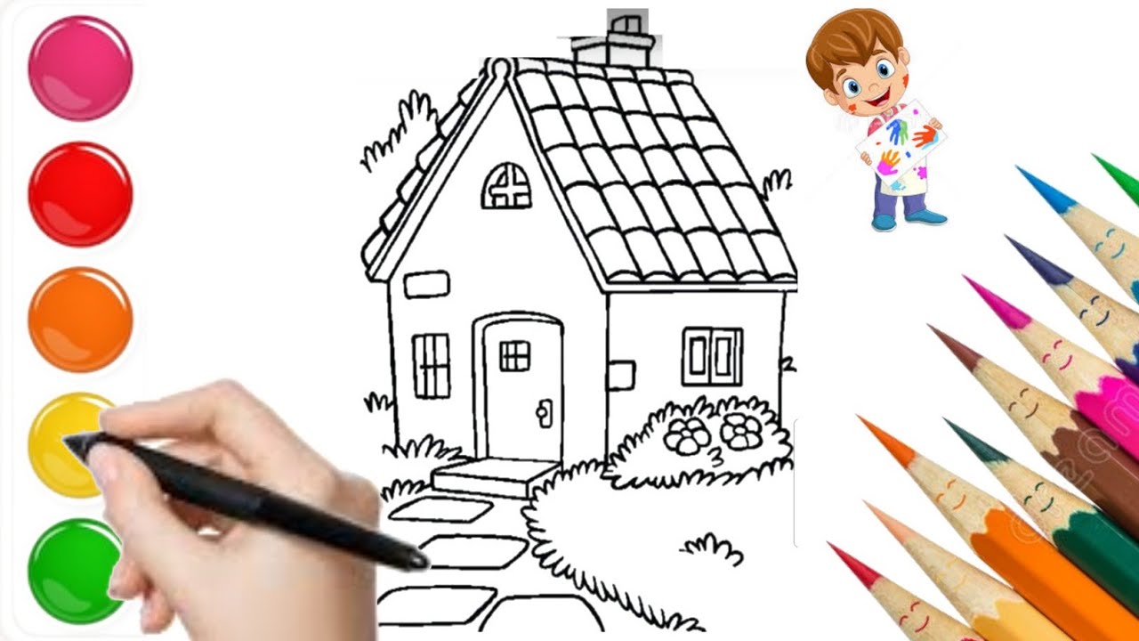 House Drawing || How to draw a simple House step by step very easy ...