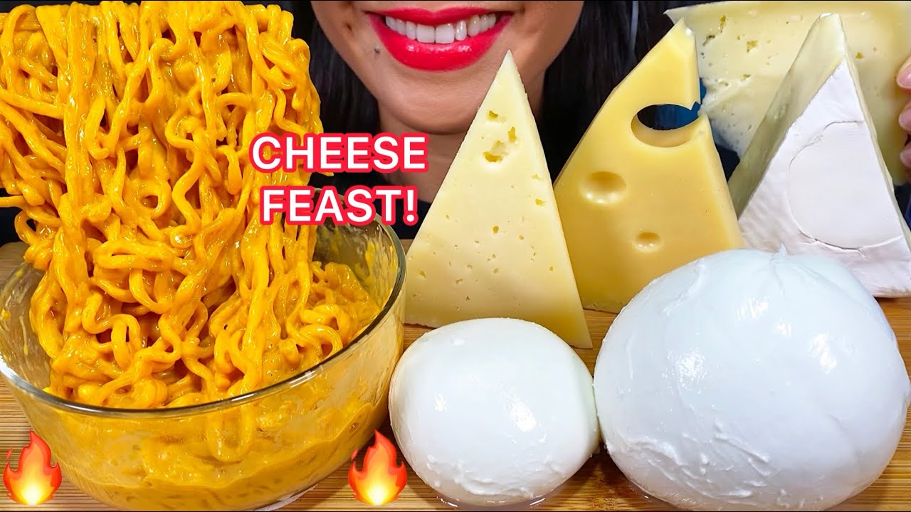 MASSIVE CHEESE FEAST! CHEESY SPICY NOODLES, CHEESE (MOZZARELLA ...