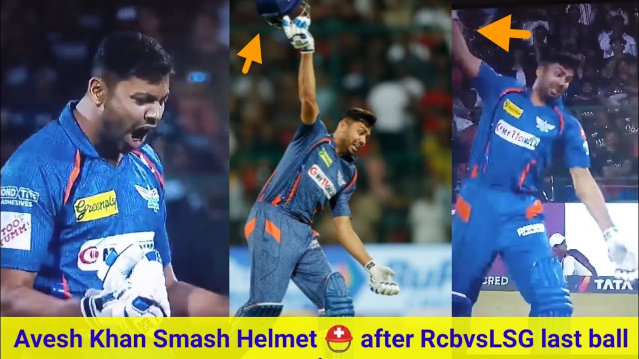 IPL 2023 : Avesh Khan Breaks Helmet After RCB vs LSG Last ball Win 🔥 ...