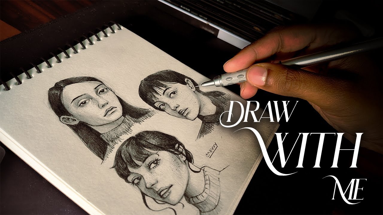 Chill Portrait Sketching | Draw with Me | Relaxing Pencil Art ...