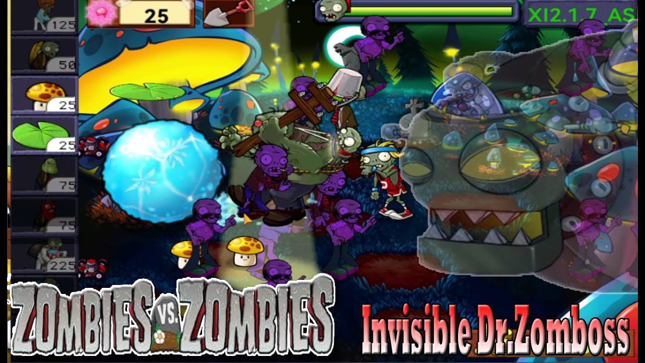 PvZ Zombies Vs Zombies l Invisible Dr.Zomboss l Mushrooms Garden Level ...