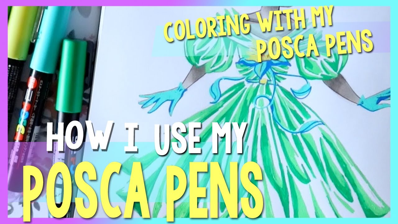COLORING WITH MY POSCA PENS - How I Use Posca Pens on Coloring Dresses ...