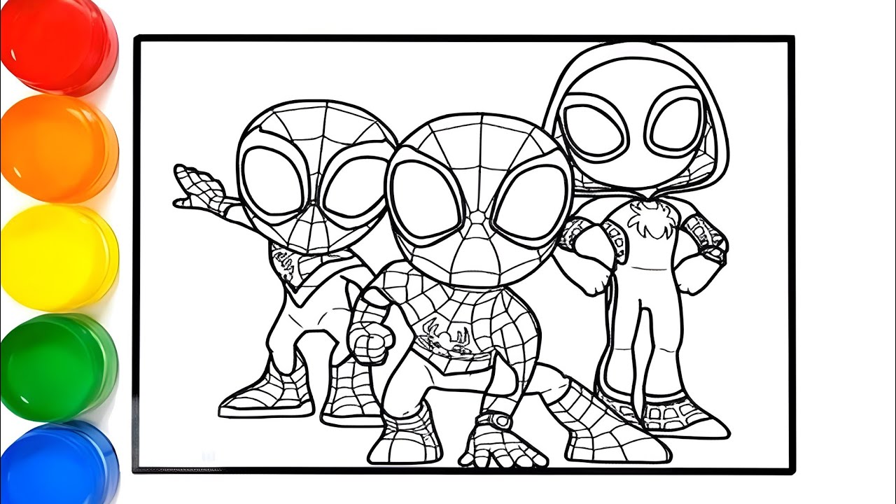 Coloring Spidey and His Amazing Friends || Spidey Drawing, Painting and ...